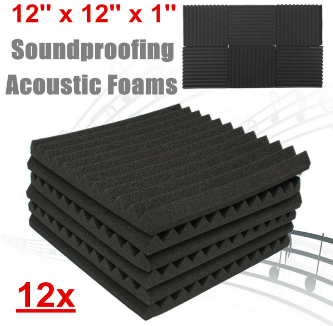 12PCS Black Soundproofing Foam Acoustic Wall Panel Sound insulation ...